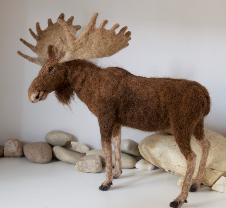 Needle Felted Moose Custom Original Realistic Moose Forest | Etsy