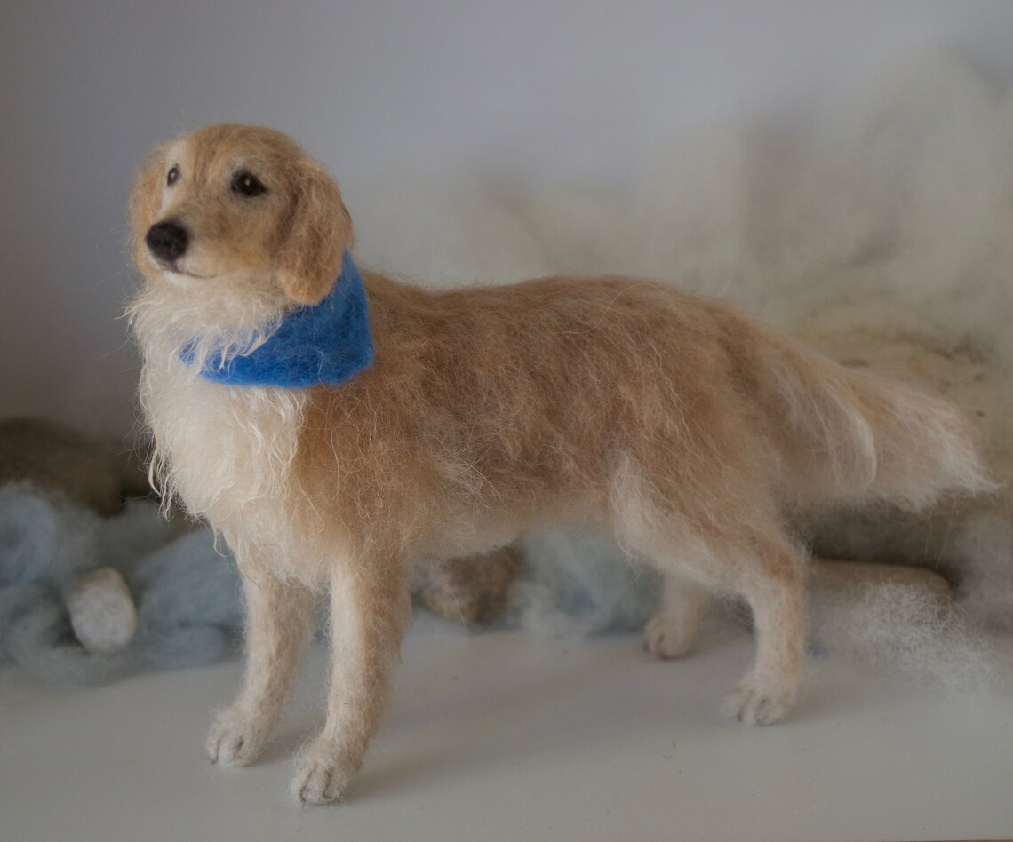 Needle Felted Dog Wool Pet Portrait Golden Retriever Senior | Etsy