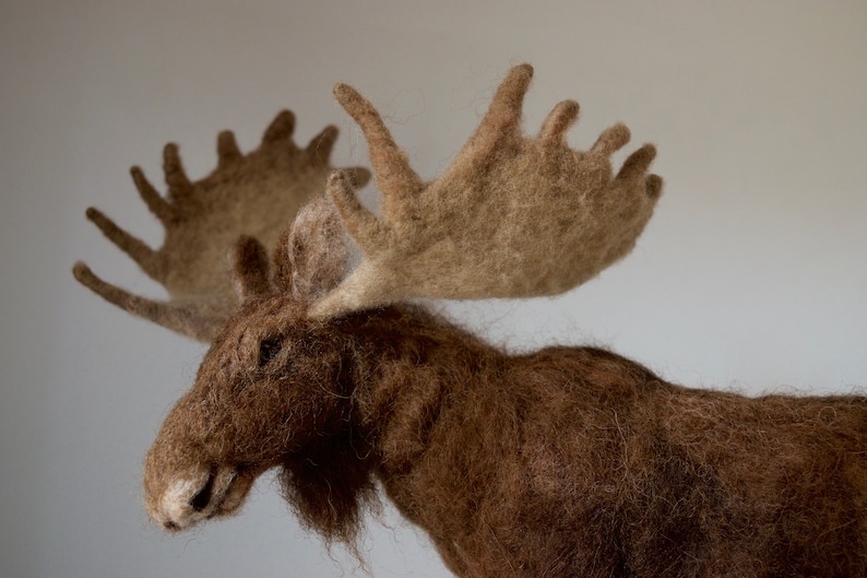 Needle Felted Moose, Custom Original, Realistic Moose, Forest Animals ...