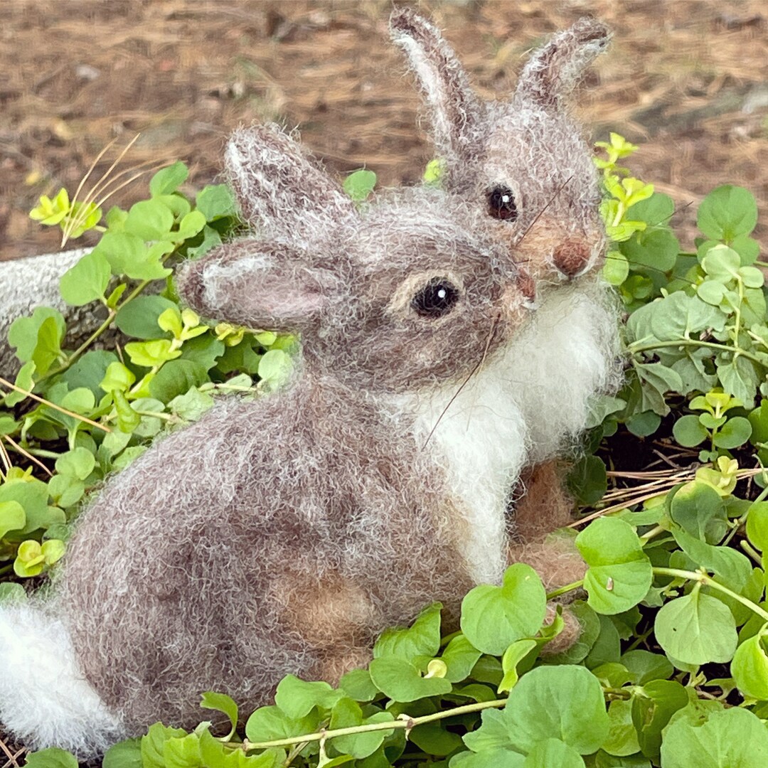 Needle Felted Cottontail Bunny Rabbit Baby Poseable Woodland Animal ...
