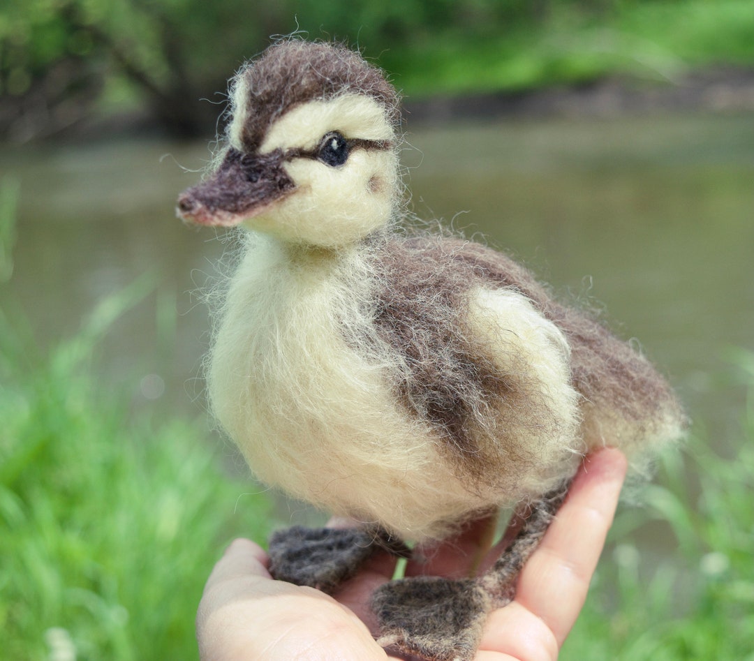 Needle Felted Duckling, Brown and Yellow, Life-sized, Soft and Fluffy ...