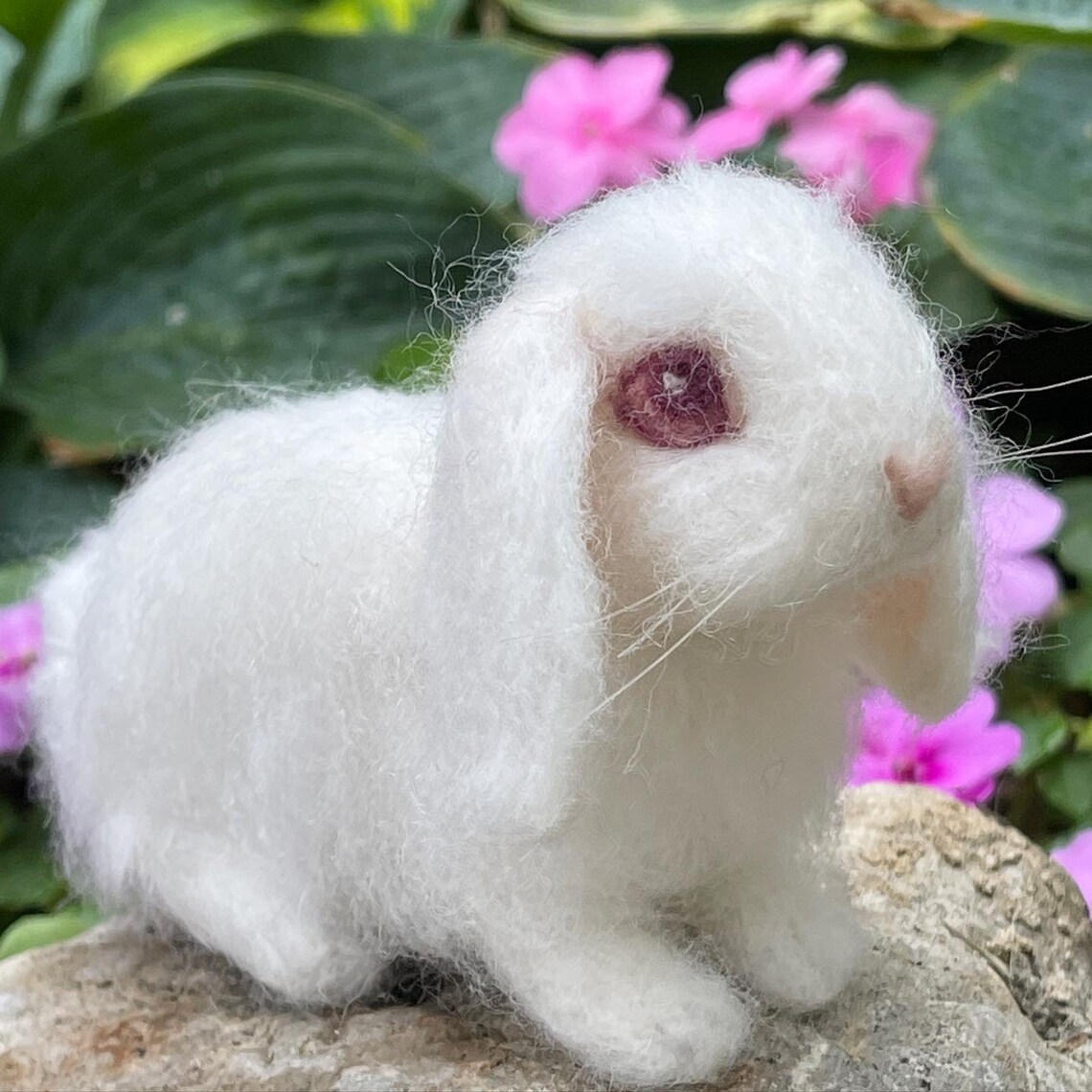 Lop Eared Bunny Needle Felted Rabbit, White Albino, Luxury Pet MADE TO ...