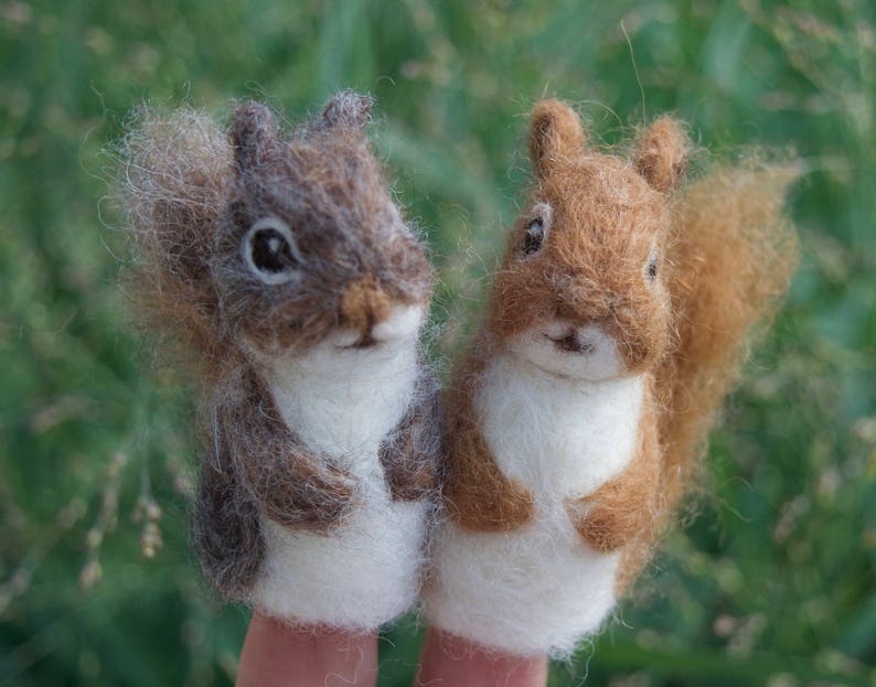 Needle Felted Finger Puppet Squirrel Storytelling | Etsy