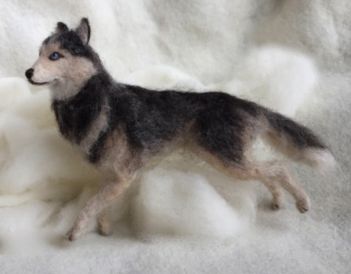 Needle Felted Dog Wool Pet Portrait Siberian Husky - Etsy