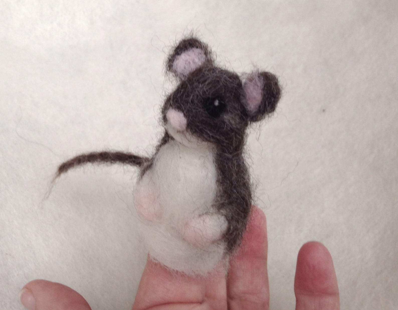 Needle Felt Finger Puppet Grey Mouse Storytelling Prop - Etsy