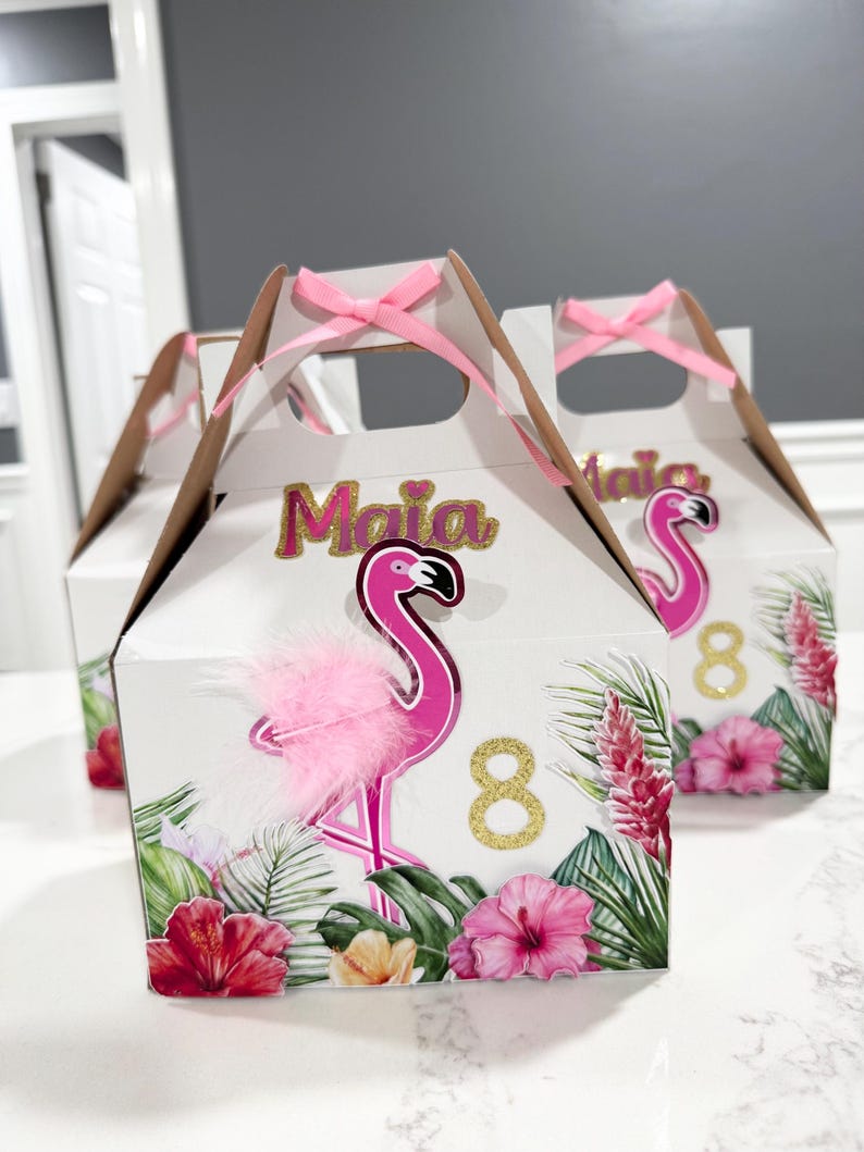 Flamingo Gable Boxes Flamingo Party Favor - Etsy