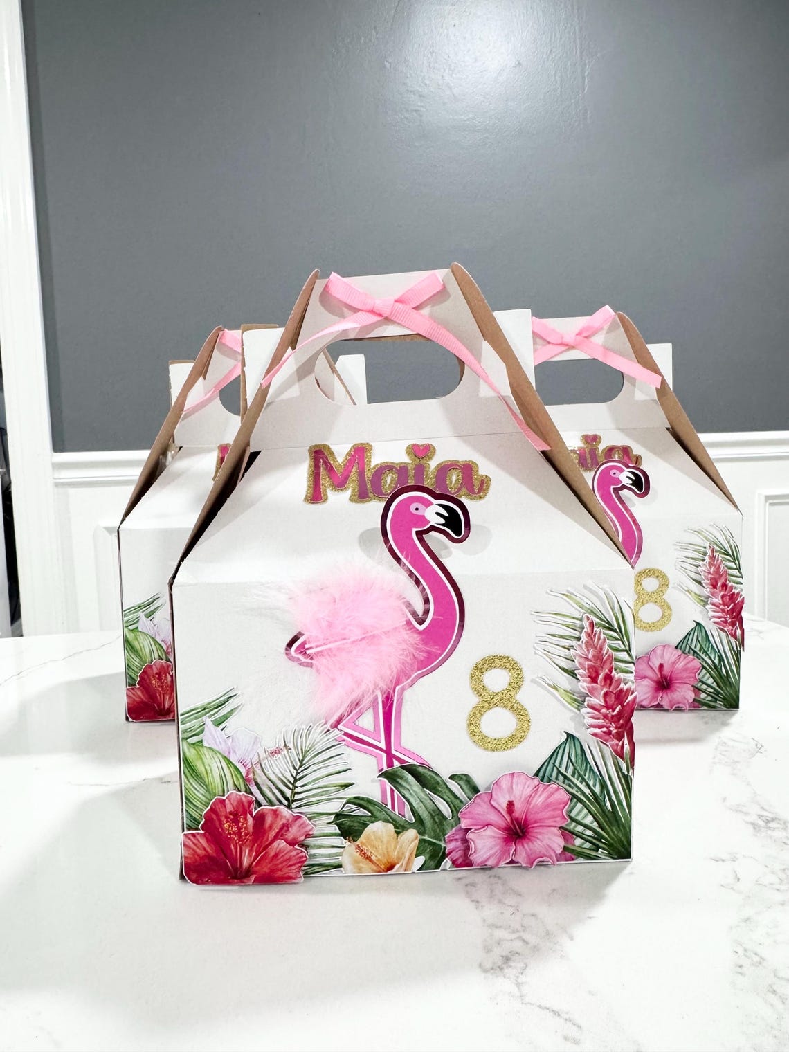 Flamingo Gable Boxes Flamingo Party Favor - Etsy