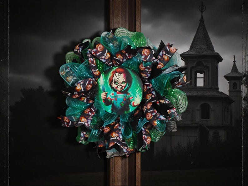 Creepy Chucky Wreath - Spooky Halloween Mesh Decor - Etsy