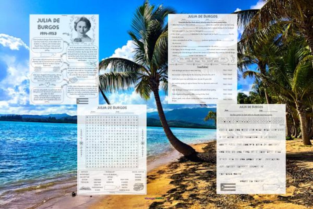 Julia De Burgos - Suhistoria Y Actividades Divertidas - Hojas De ...