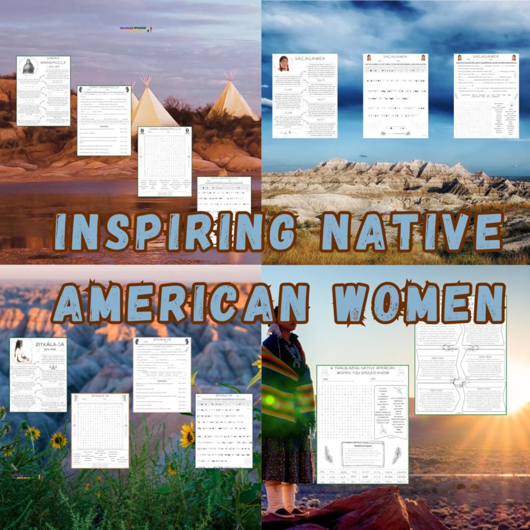 Inspiring Native-american Women Educational Printable Worksheets Bundle ...