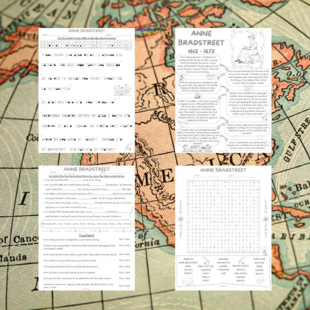 Anne Bradstreet - Learn Herstory With Fun Activities - Educational ...