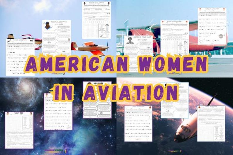 Pioneer Women in Aviation Printable Worksheets Bundle - Etsy