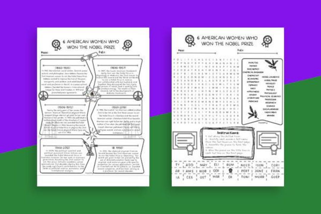 American Women Who Won the Nobel Prize - Educational Printable ...