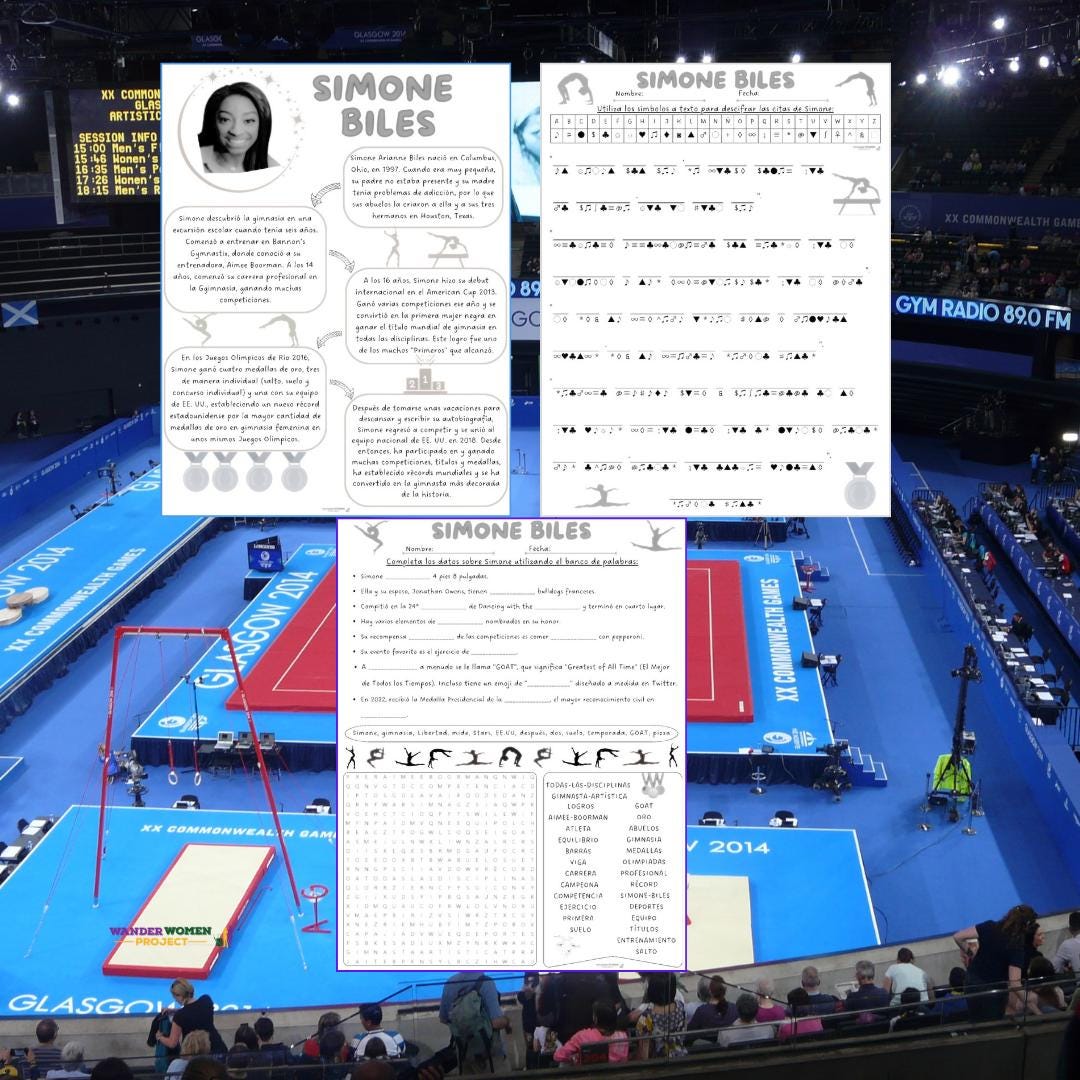 Simone Biles - Aprende Su Historia Con Actividades Divertidas - Etsy