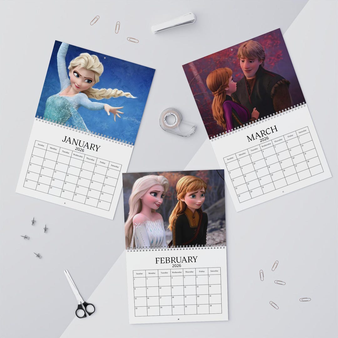 Frozen 2026 Wall Calendar, Elsa and Anna Calendar, Disney Frozen Room ...