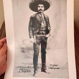 Large Vintage Laminated Photo General Emiliano Zapata Tierra Y Libertad ...