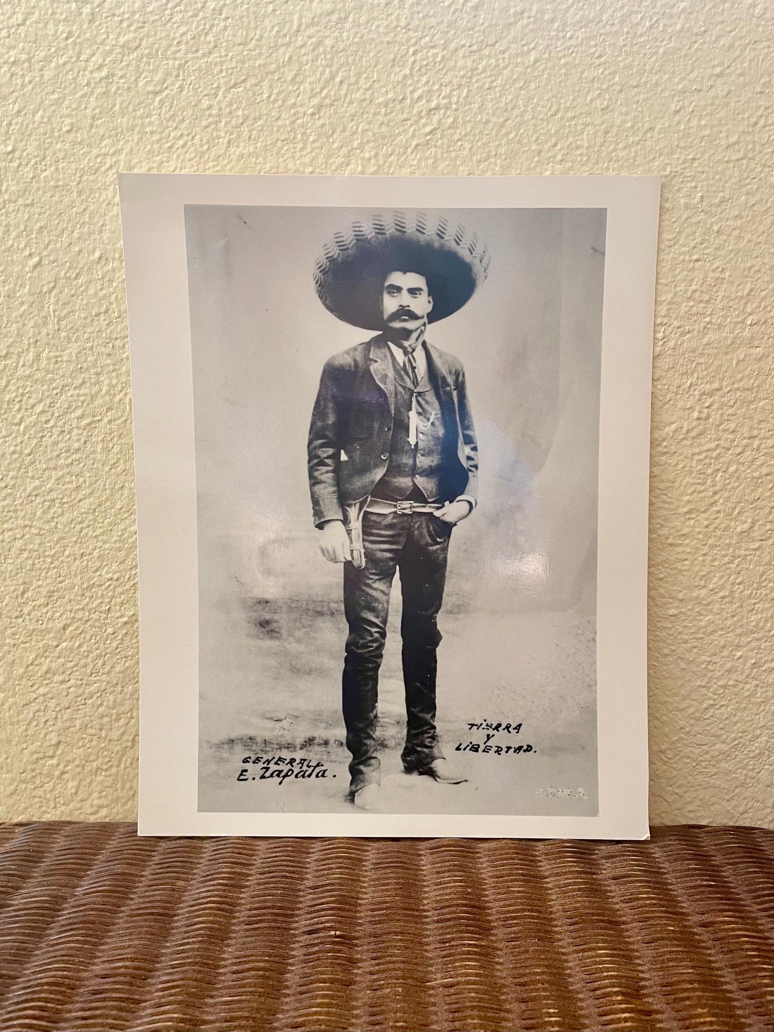 Large Vintage Laminated Photo General Emiliano Zapata Tierra Y Libertad ...