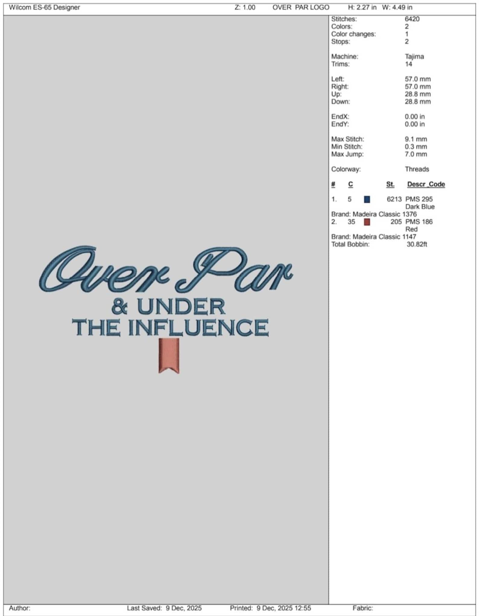 Over Par Under the Influence Embroidery File | Golf Script Logo 4.49x2 ...
