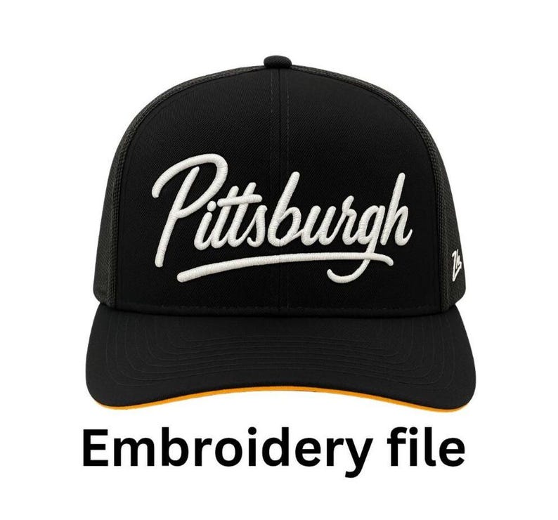 Pittsburgh City Script Embroidery Design Satin Stitch DST PES EXP - Etsy