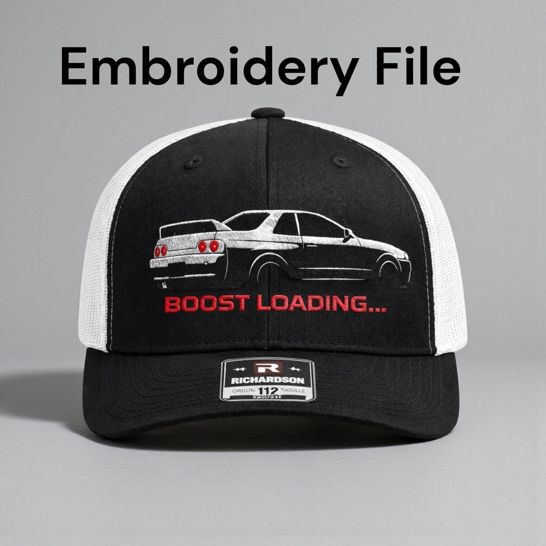 Boost Loading Car Embroidery Design – Turbo JDM Stitch File – Hat ...