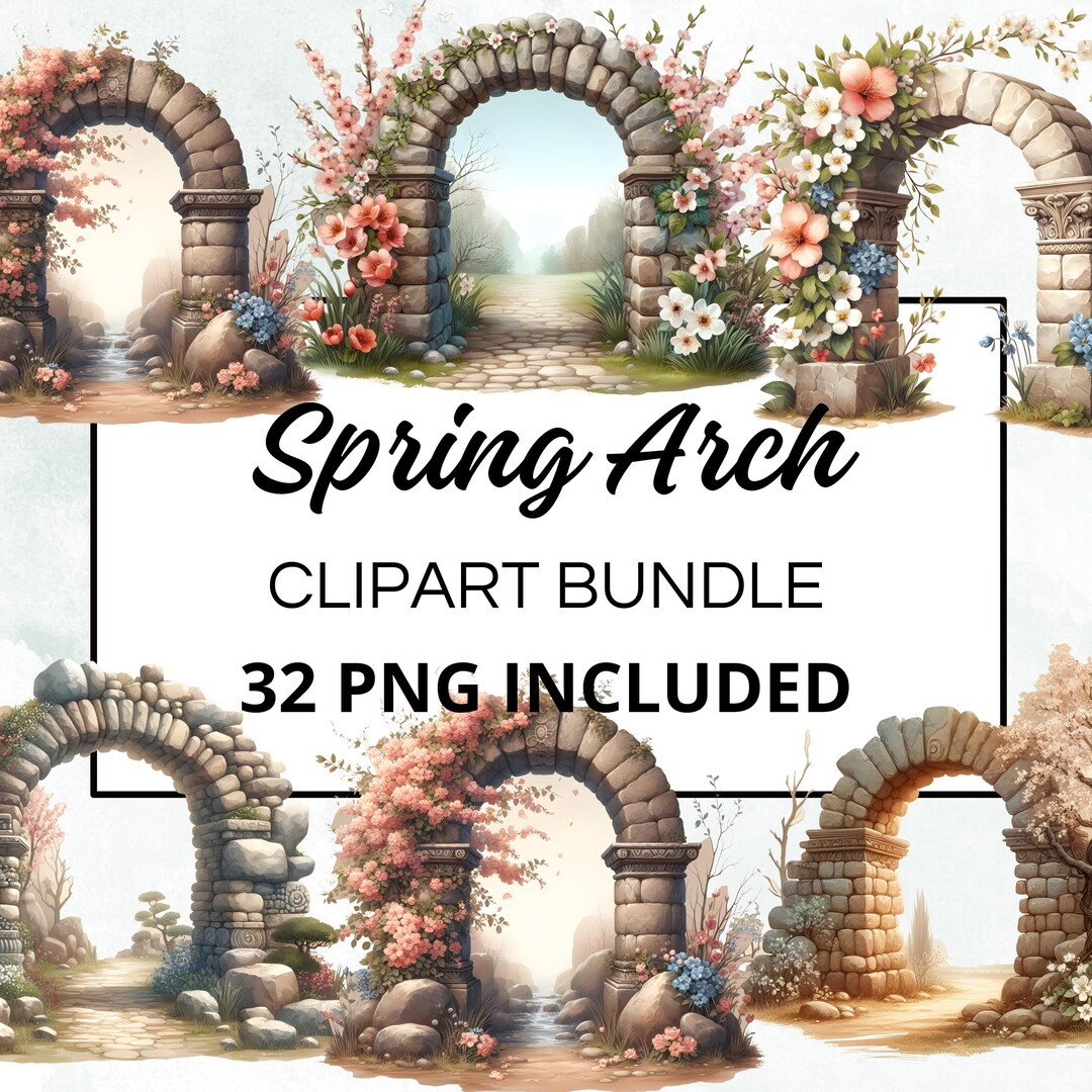 Watercolor Arch Spring, 32 Clipart, Watercolor Clipart, PNG Format ...