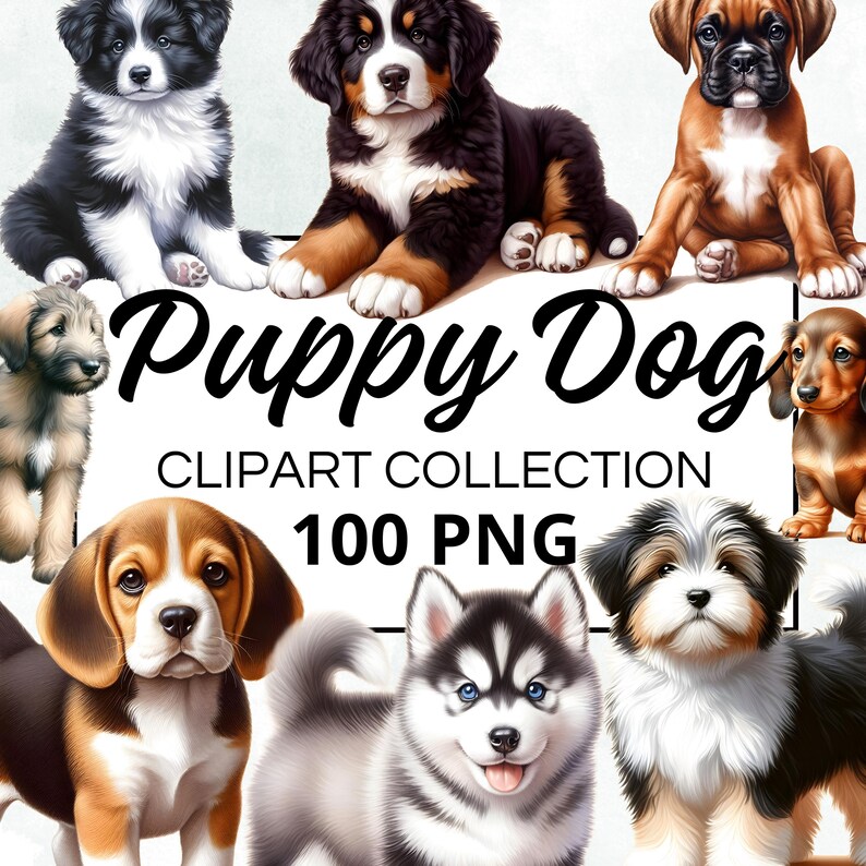Puppy Dog Watercolor Clipart Bundle, Digital Scrapbook & Craft Graphics ...
