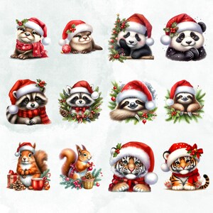 Christmas Animal Clipart Collection, 50 Watercolor Pngs for Instant ...