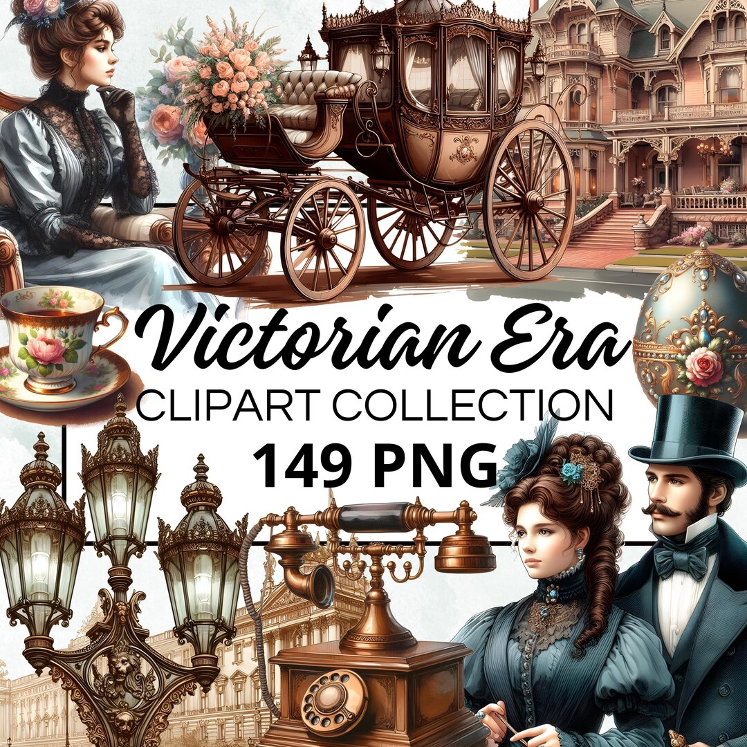 Victorian Era Watercolor Clipart Bundle, Digital Scrapbook & Craft ...