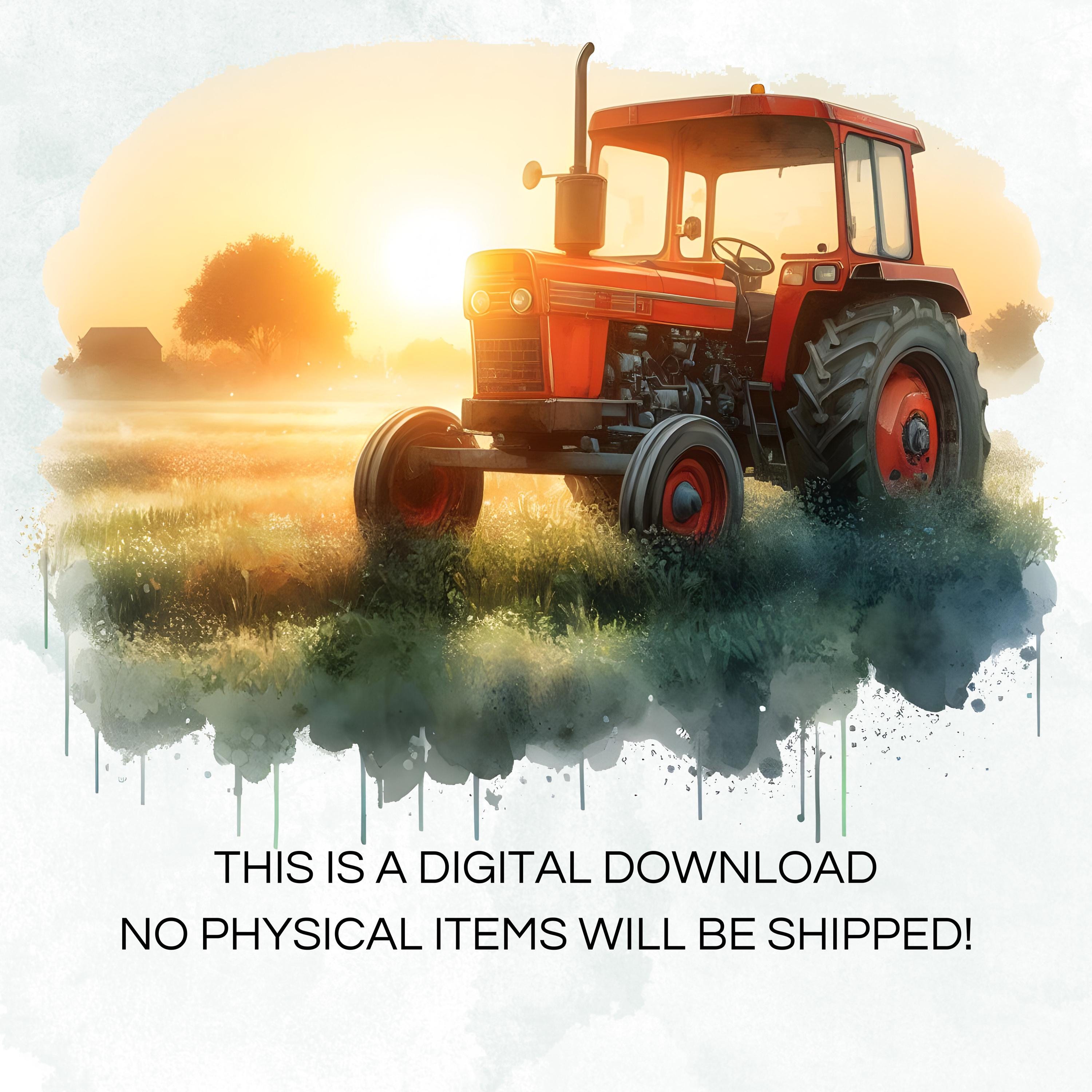 Farm Red Tractor Clipart Collection, 34 Watercolor Pngs for Instant ...