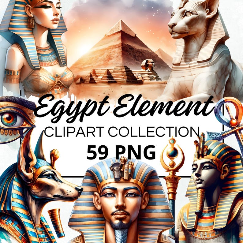 Egypt Element Clipart Collection, 59 Watercolor Pngs for Instant ...