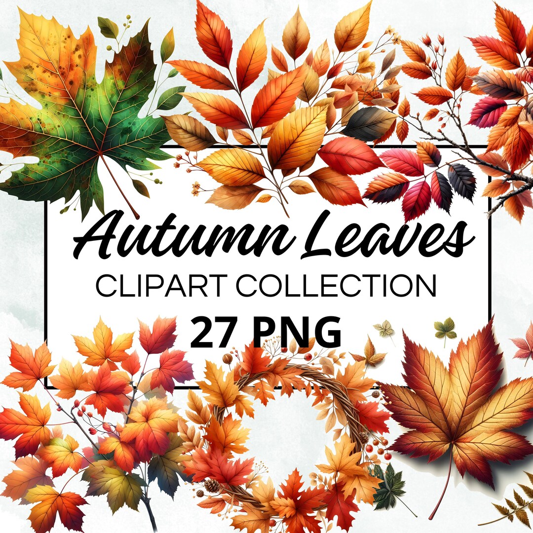 27 Clipart, Watercolor Autumn Leaves, Watercolor Clipart, PNG Format ...