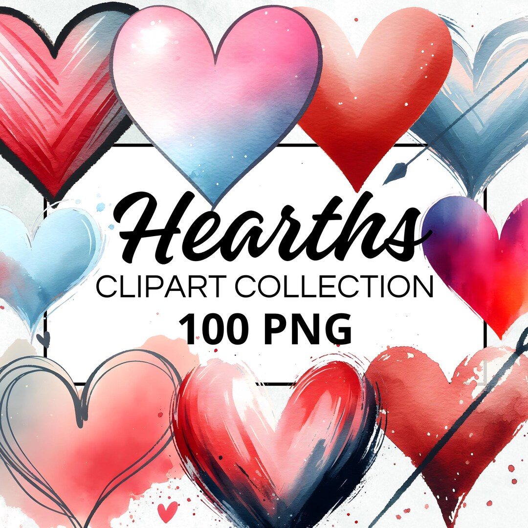 Hearts Watercolor Clipart Bundle, Premium Digital Scrapbook & Craft ...