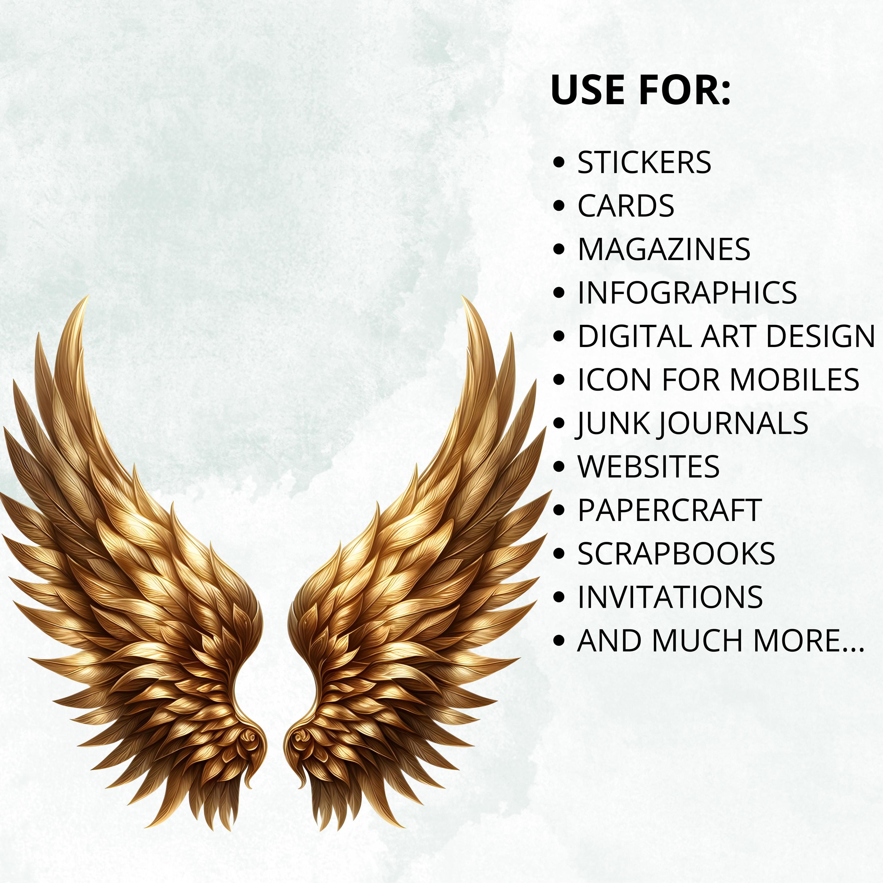 Gold Watercolor Angel Wings, 26 Clipart, Watercolor Clipart, PNG Format ...