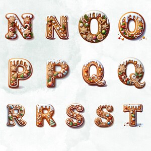 Gingerbread Cookie Alphabeth Clipart Collection, 52 Watercolor Pngs for ...