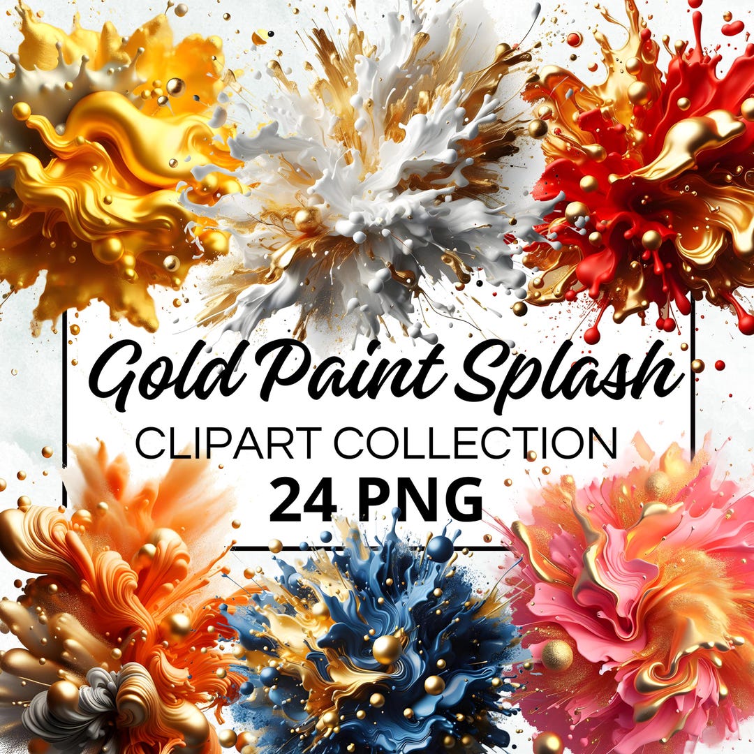 Paint Splash Gold Watercolor Clipart Bundle, Digital Scrapbook & Craft ...