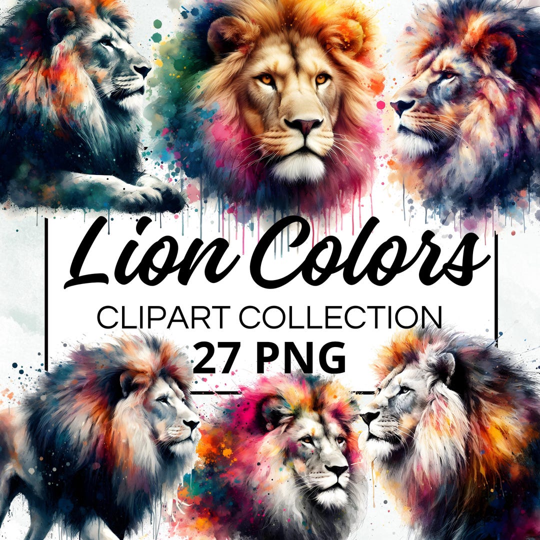 Lion Colors Watercolor Clipart Bundle, Digital Scrapbook & Craft ...
