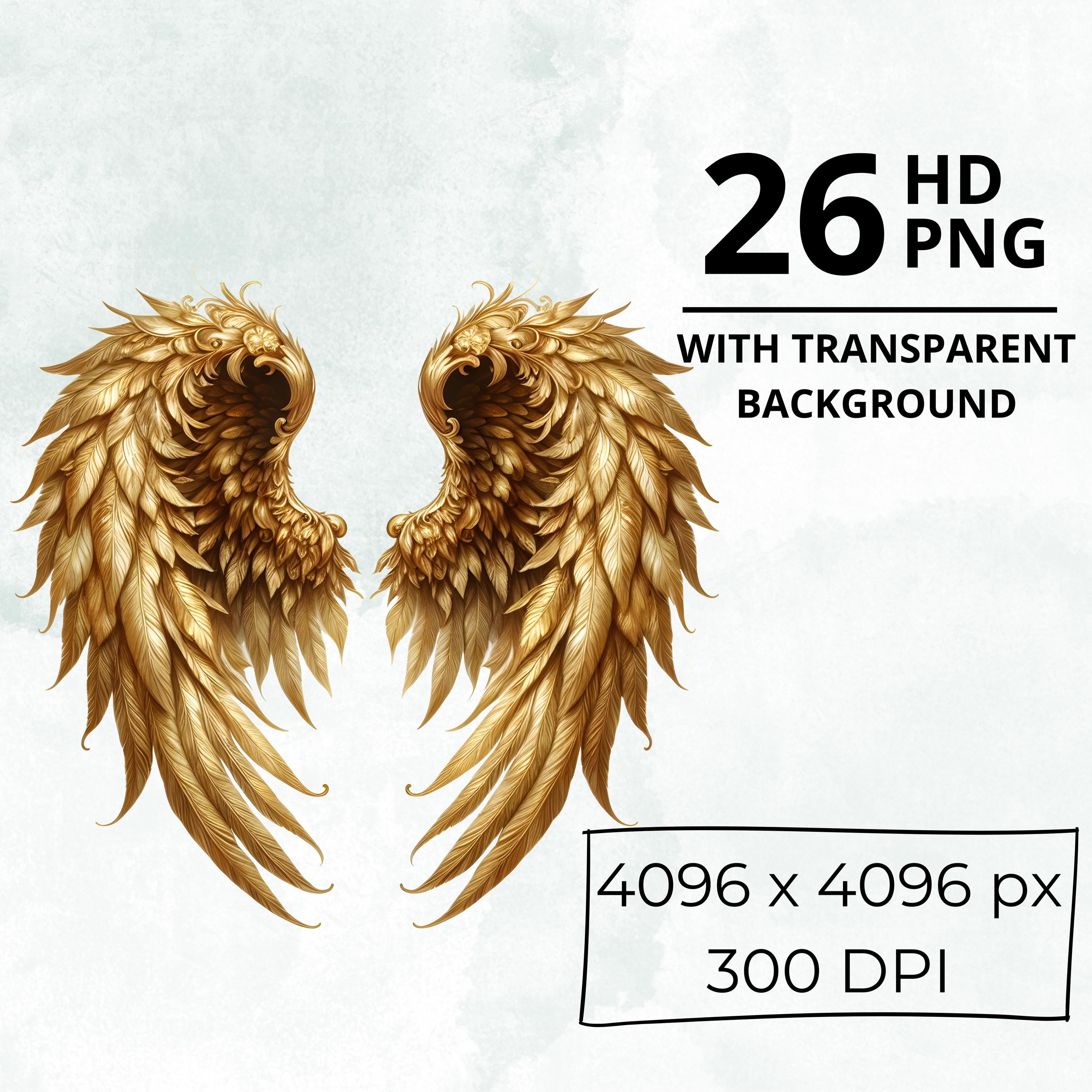 Gold Watercolor Angel Wings, 26 Clipart, Watercolor Clipart, PNG Format ...