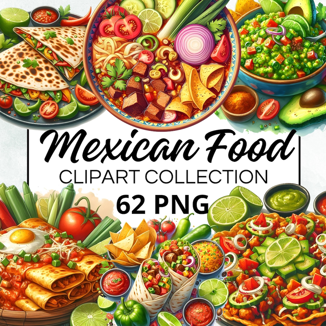 Mexican Food Watercolor Clipart Bundle, Digital Scrapbook & Craft ...
