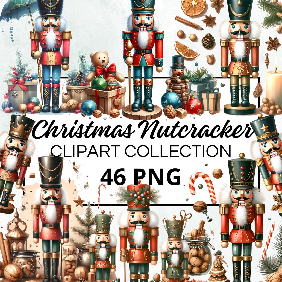 Christmas Nutcracker Clipart Collection, 46 Watercolor Pngs for Instant ...