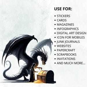 Dragon Shadow Clipart Collection, 34 Watercolor Pngs for Instant ...
