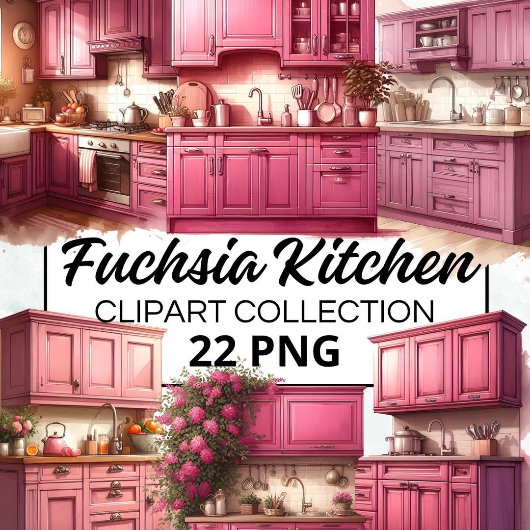 Kitchen Fuchsia Watercolor Clipart Bundle, Digital Scrapbook & Craft ...
