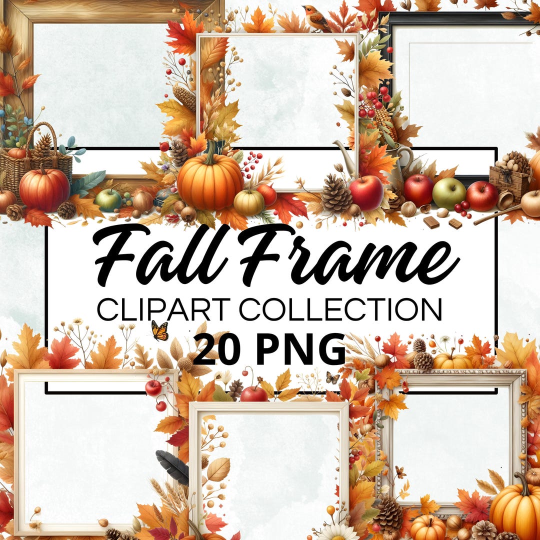 Fall Frame Clipart Collection, 20 Watercolor Pngs for Instant Download ...