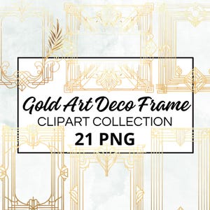 Gold Art Deco Frame Clipart Collection, 21 Watercolor Pngs for Instant ...