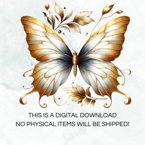Gold Butterfly Clipart Collection, 29 Watercolor Pngs for Instant ...