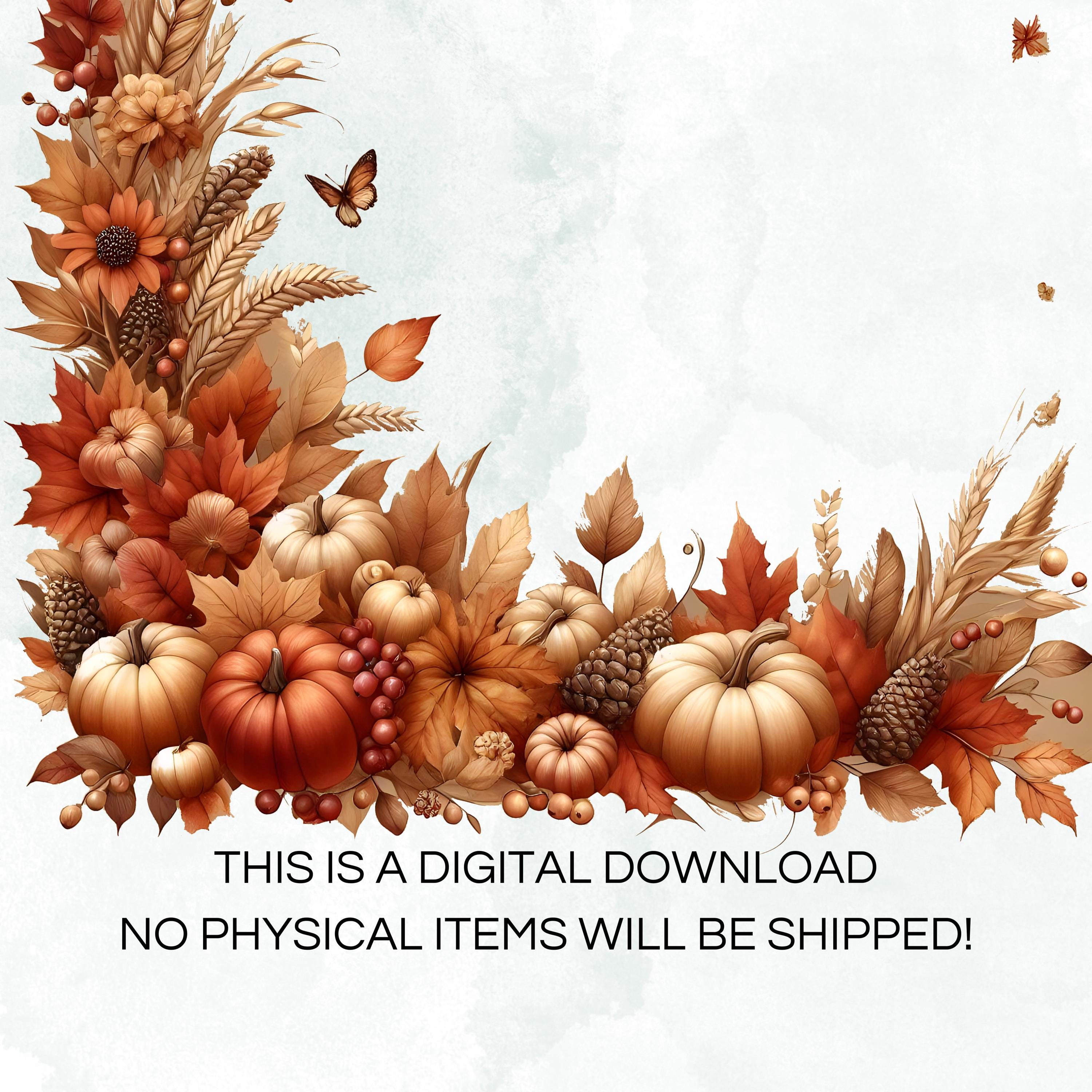 Fall Borders Clipart Collection, 28 Watercolor Pngs for Instant ...