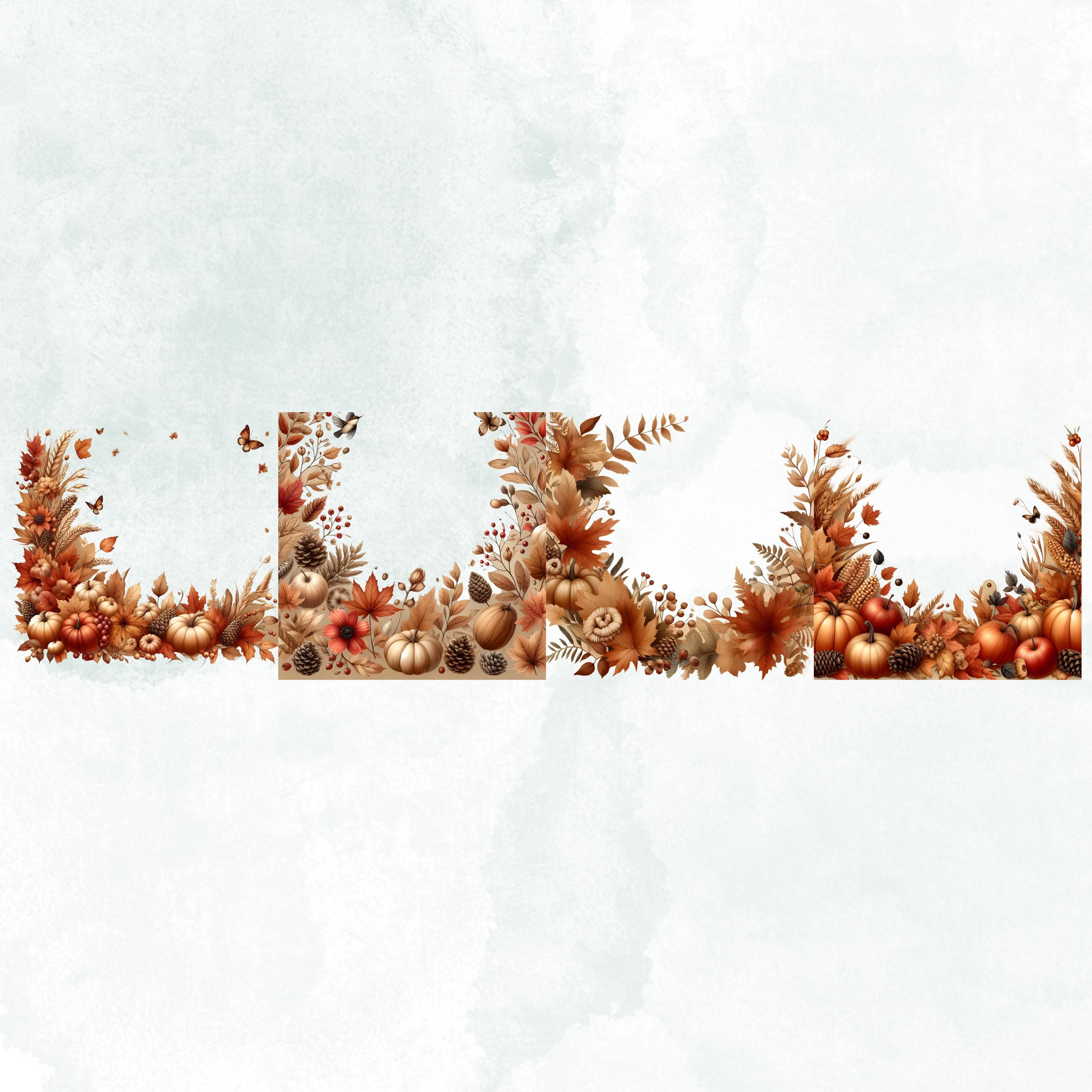 Fall Borders Clipart Collection, 28 Watercolor Pngs for Instant ...