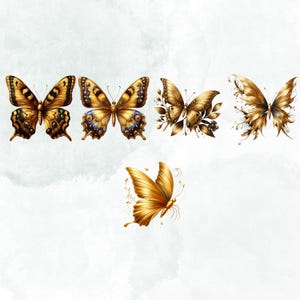 Gold Butterfly Clipart Collection, 29 Watercolor Pngs for Instant ...