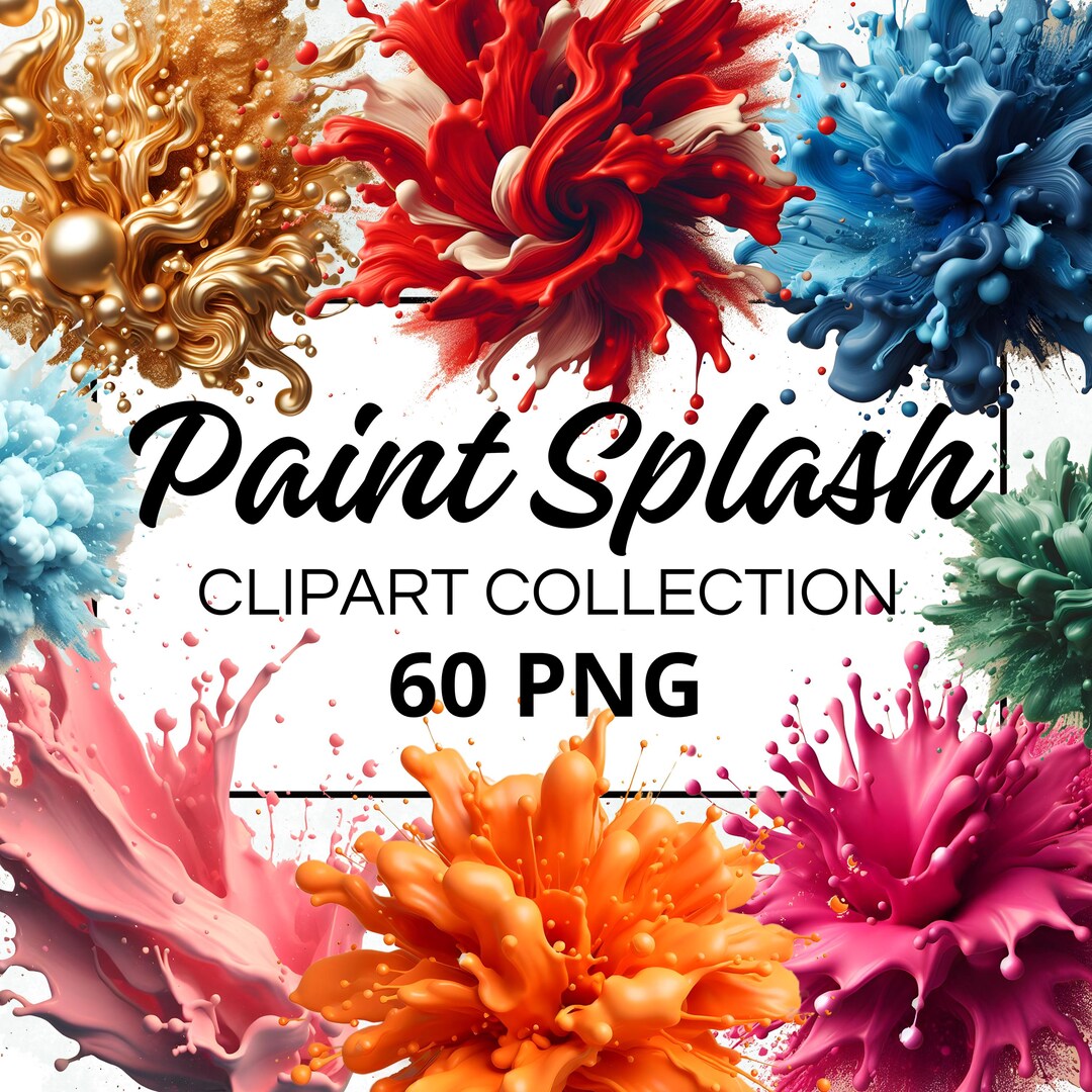 Paint Splash Watercolor Clipart Bundle, Digital Scrapbook & Craft ...