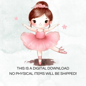 Cute Pink Ballerina Clipart Collection, 26 Watercolor Pngs for Instant ...