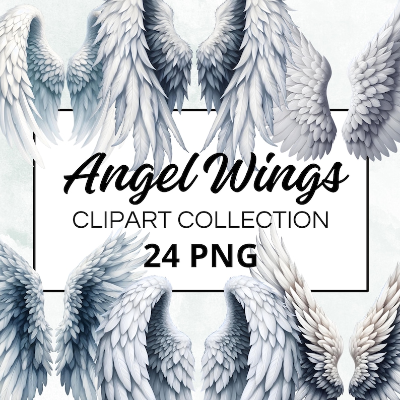 Watercolor Angel Wings, 24 Clipart, Watercolor Clipart, PNG Format ...